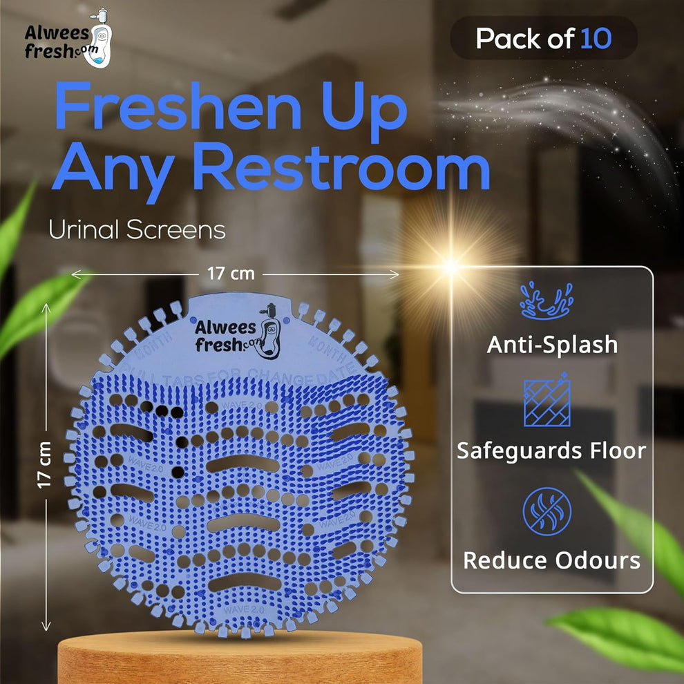 Blue Lagoon Urinal Screens Pack of 10, Fresh Scent - Alwees Fresh